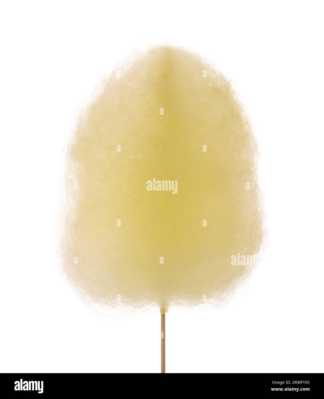 One sweet yellow cotton candy isolated on white Stock Photo - Alamy