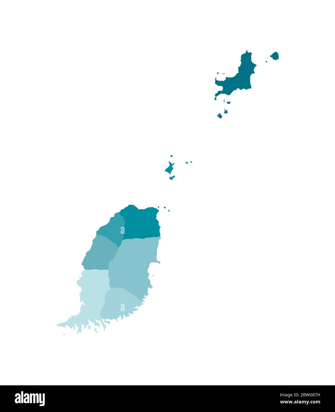 Vector isolated illustration of simplified administrative map of Grenada. Borders of the ...