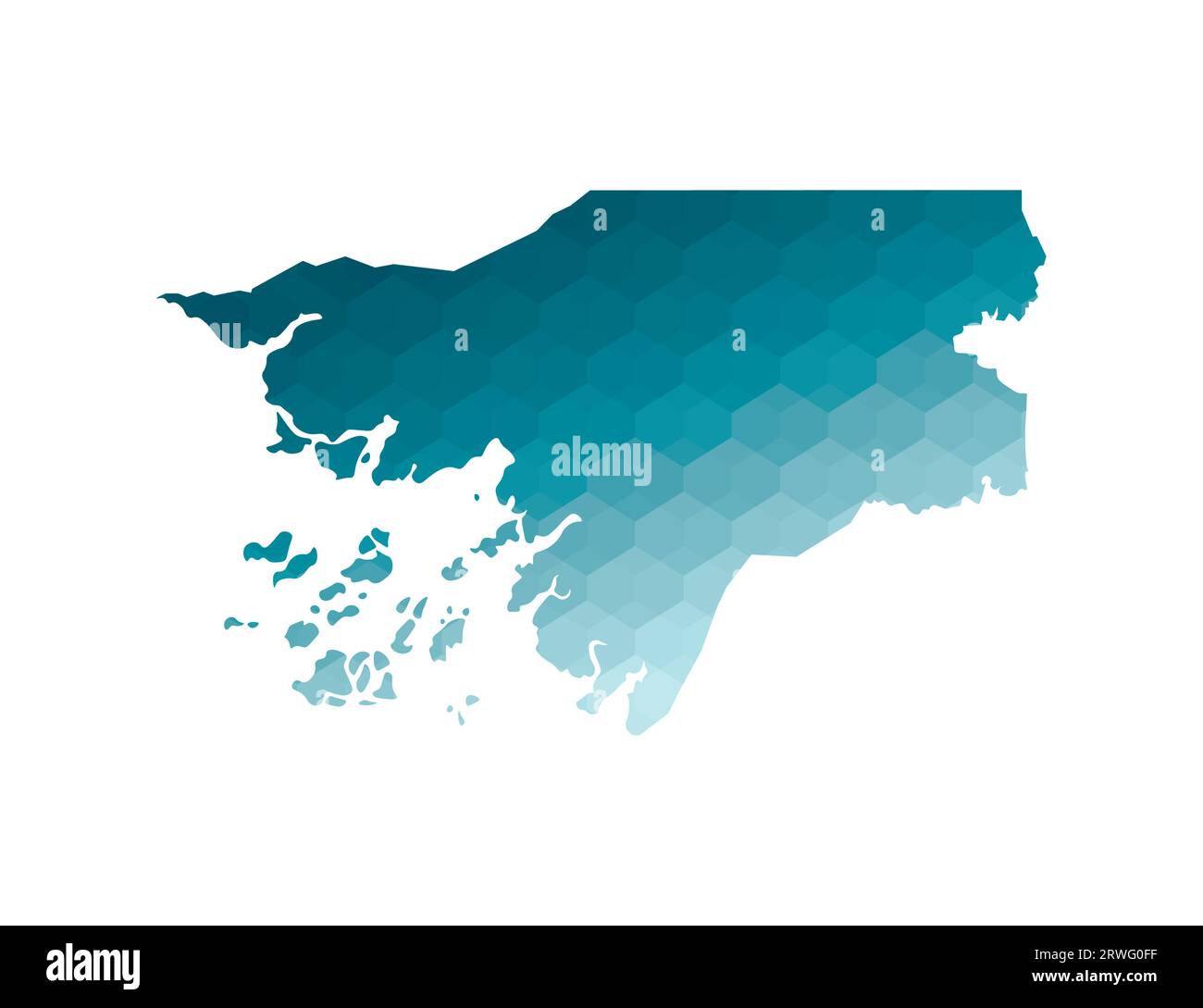 Vector isolated illustration icon with simplified blue silhouette of Guinea-Bissau map ...