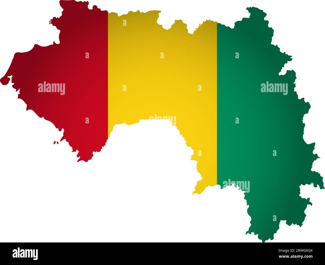 Illustration with national flag with simplified shape of Guinea map ...