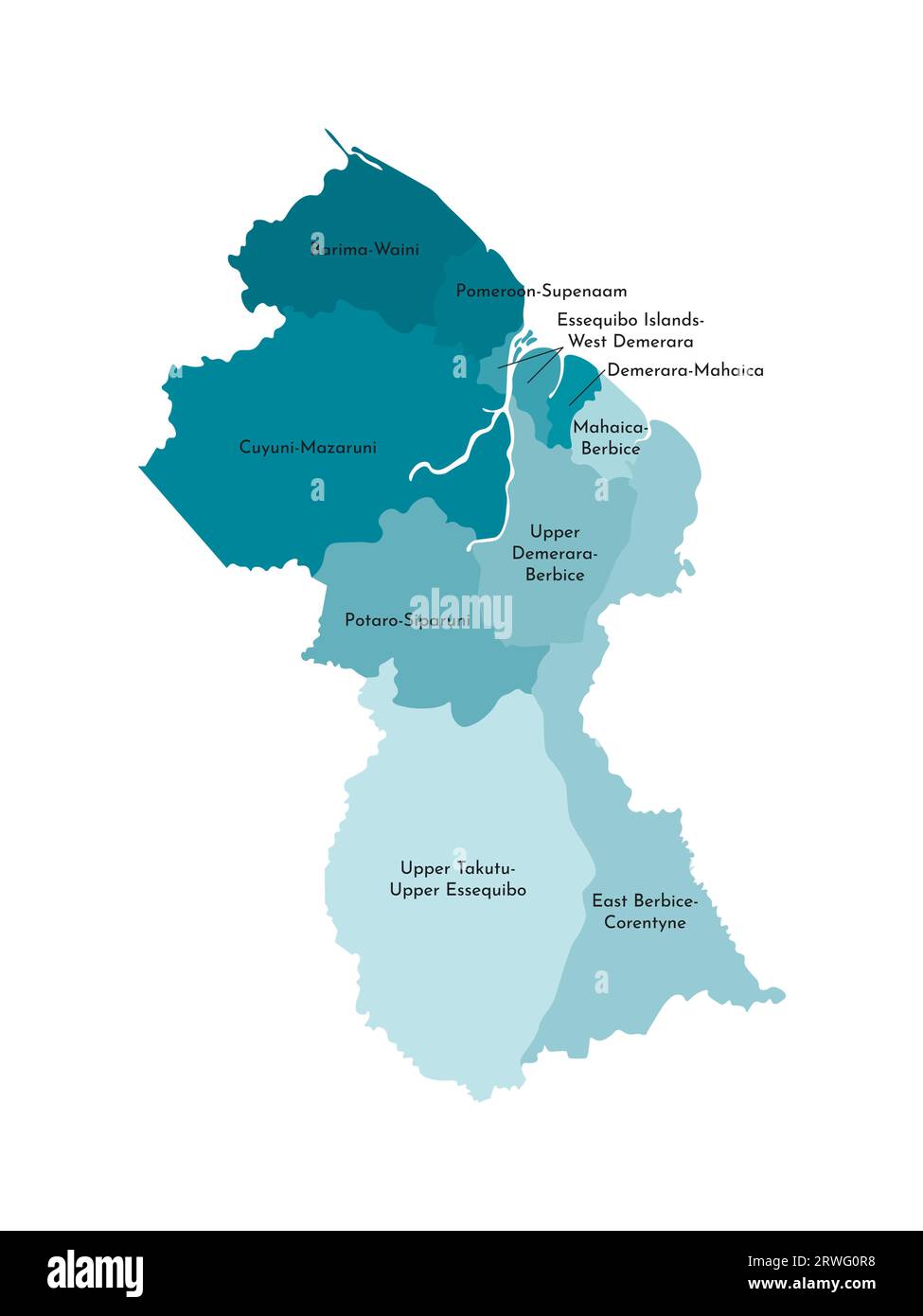 Vector isolated illustration of simplified administrative map of Guyana ...