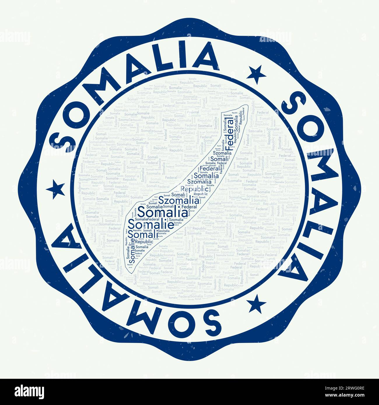 Somalia logo. Appealing country badge with word cloud in shape of ...
