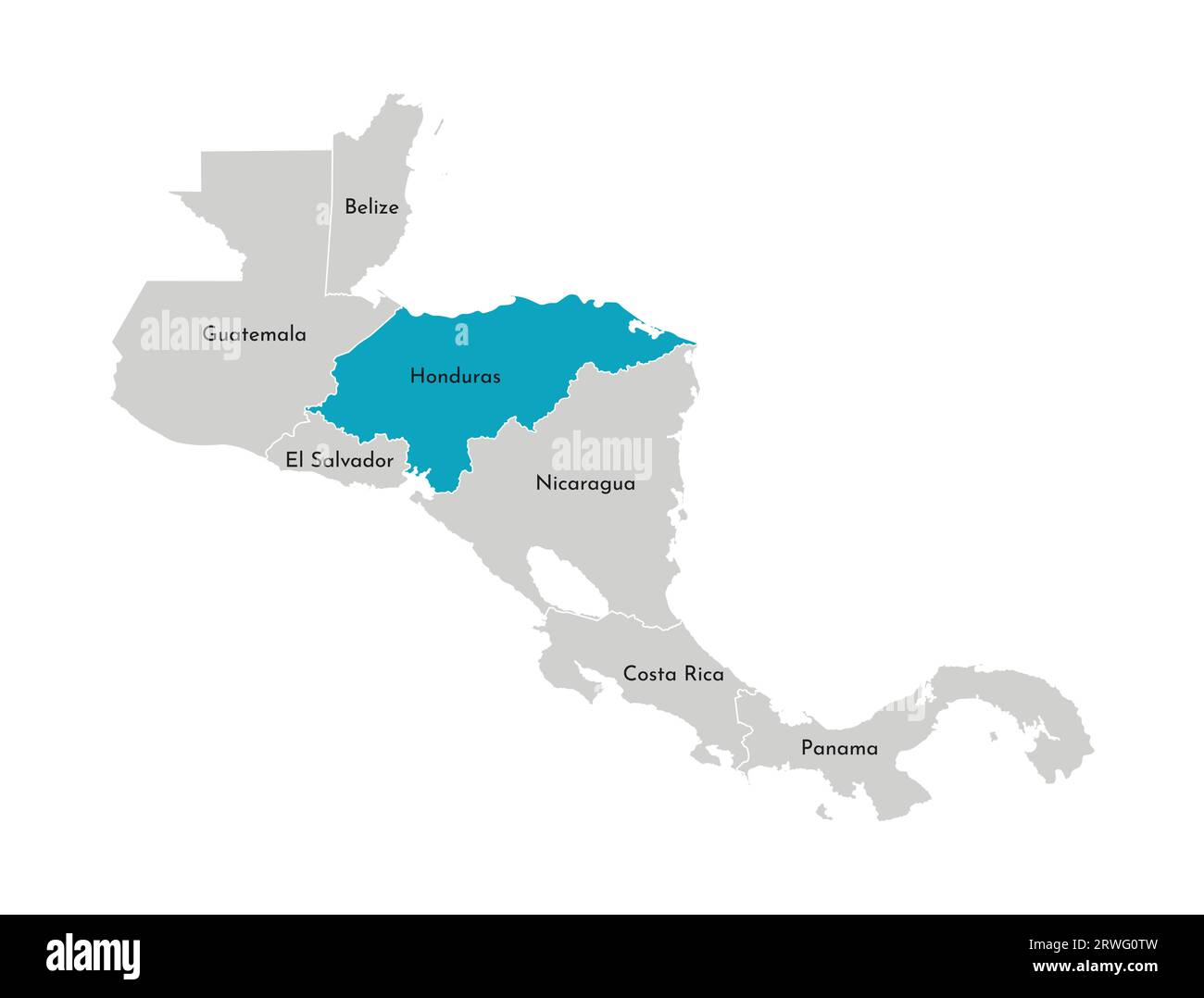 Vector illustration with simplified map of Central America region with ...