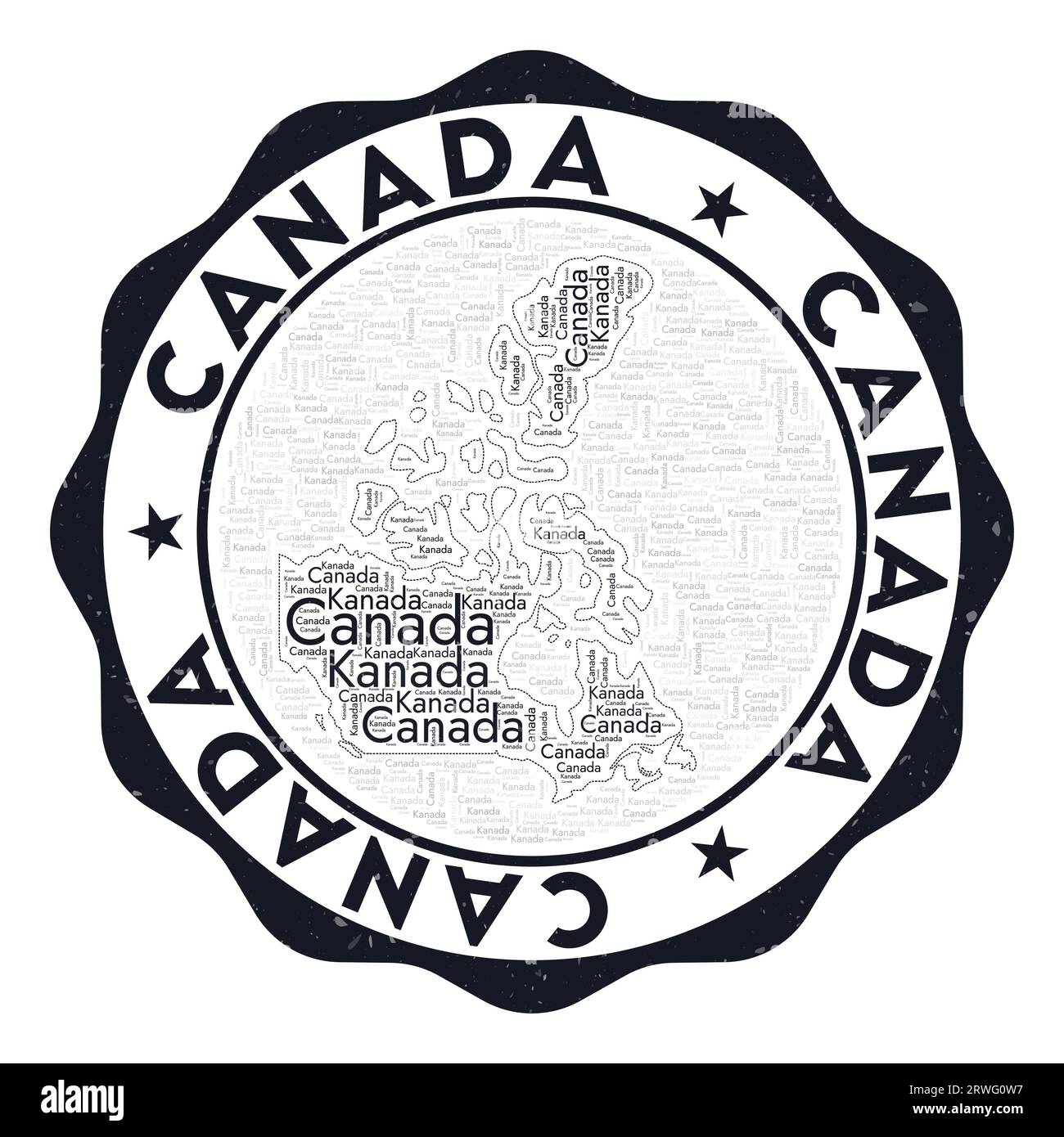 Canada logo. Awesome country badge with word cloud in shape of Canada ...