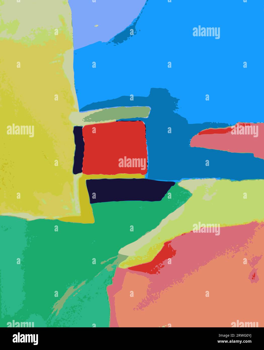 Modern Abstract Art - Vector Illustration From Original Contemporary Painting Square Colorful ...