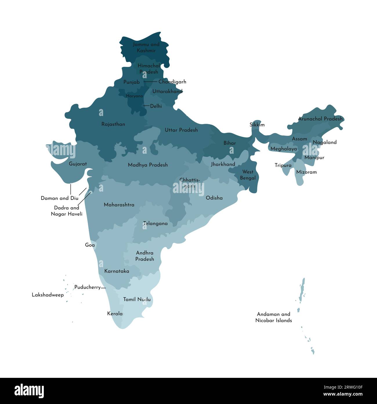 Vector isolated illustration of simplified administrative map of India ...