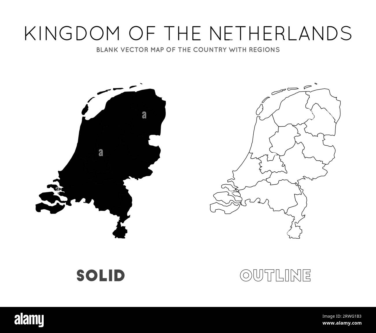 Netherlands map. Blank vector map of the Country with regions. Borders of Netherlands for your ...