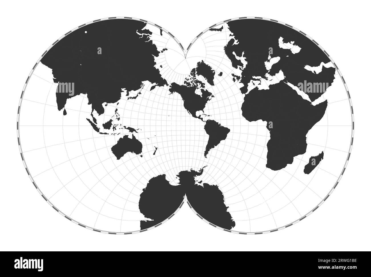 Vector world map. Eisenlohr conformal projection. Plain world ...