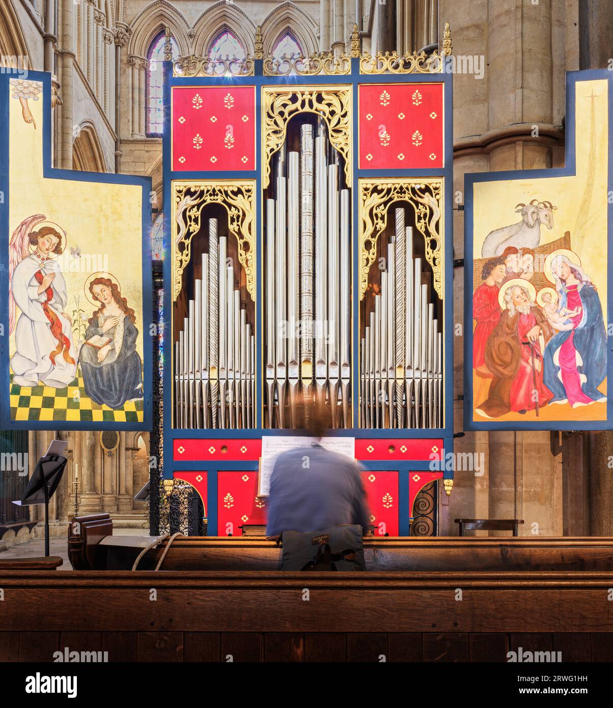 The St Teilo organ, a modern replica of a tudor organ, in the chancel ...