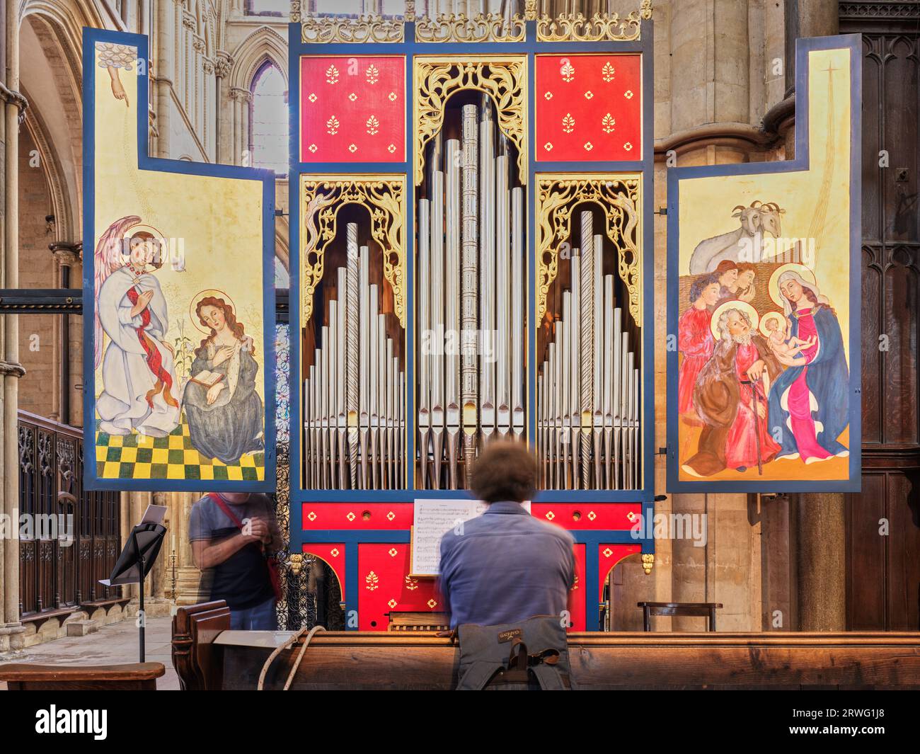 The St Teilo organ, a modern replica of a tudor organ, in the chancel ...
