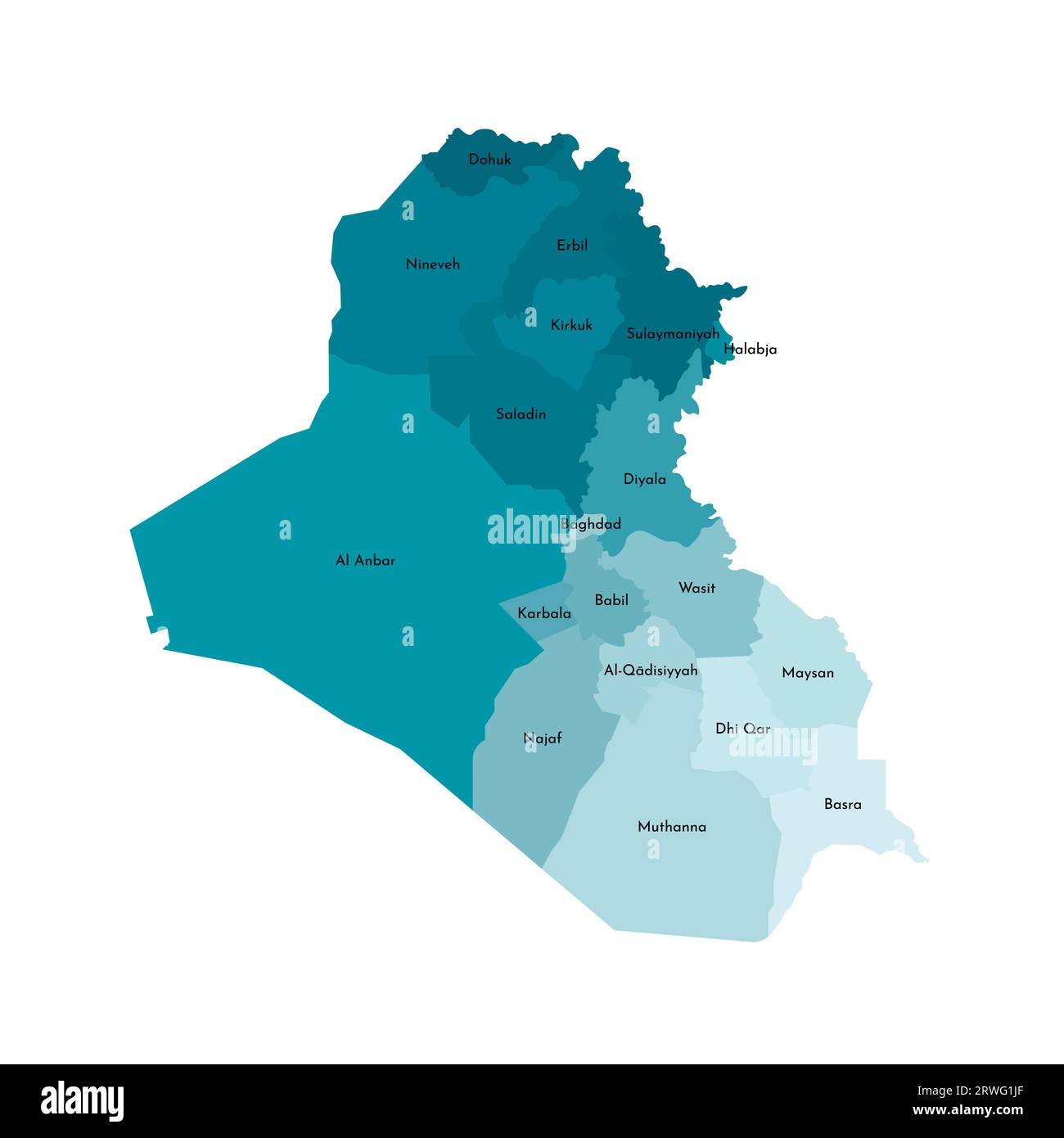Vector isolated illustration of simplified administrative map of Iraq ...