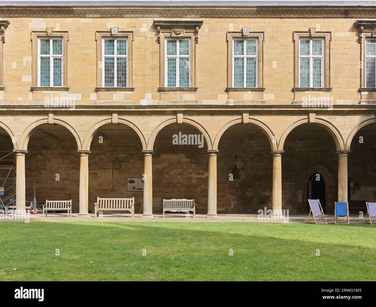 Arches of the covered walkway in the cloister of the norman built ...
