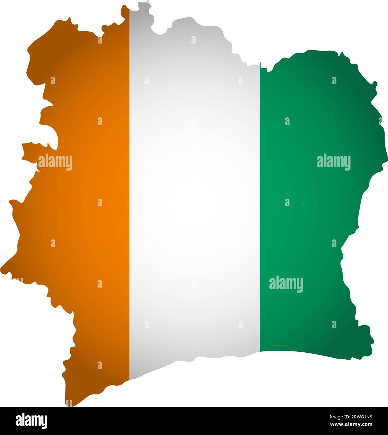 Illustration with national flag with simplified shape of Ivory Coast ...