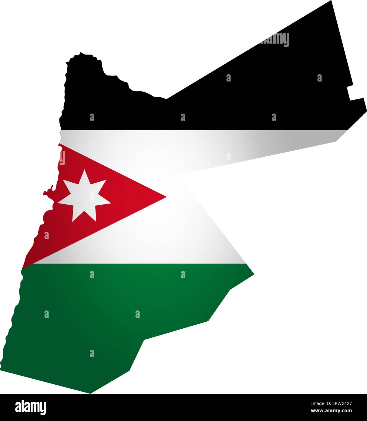 Illustration with national flag with simplified shape of Jordan map ...