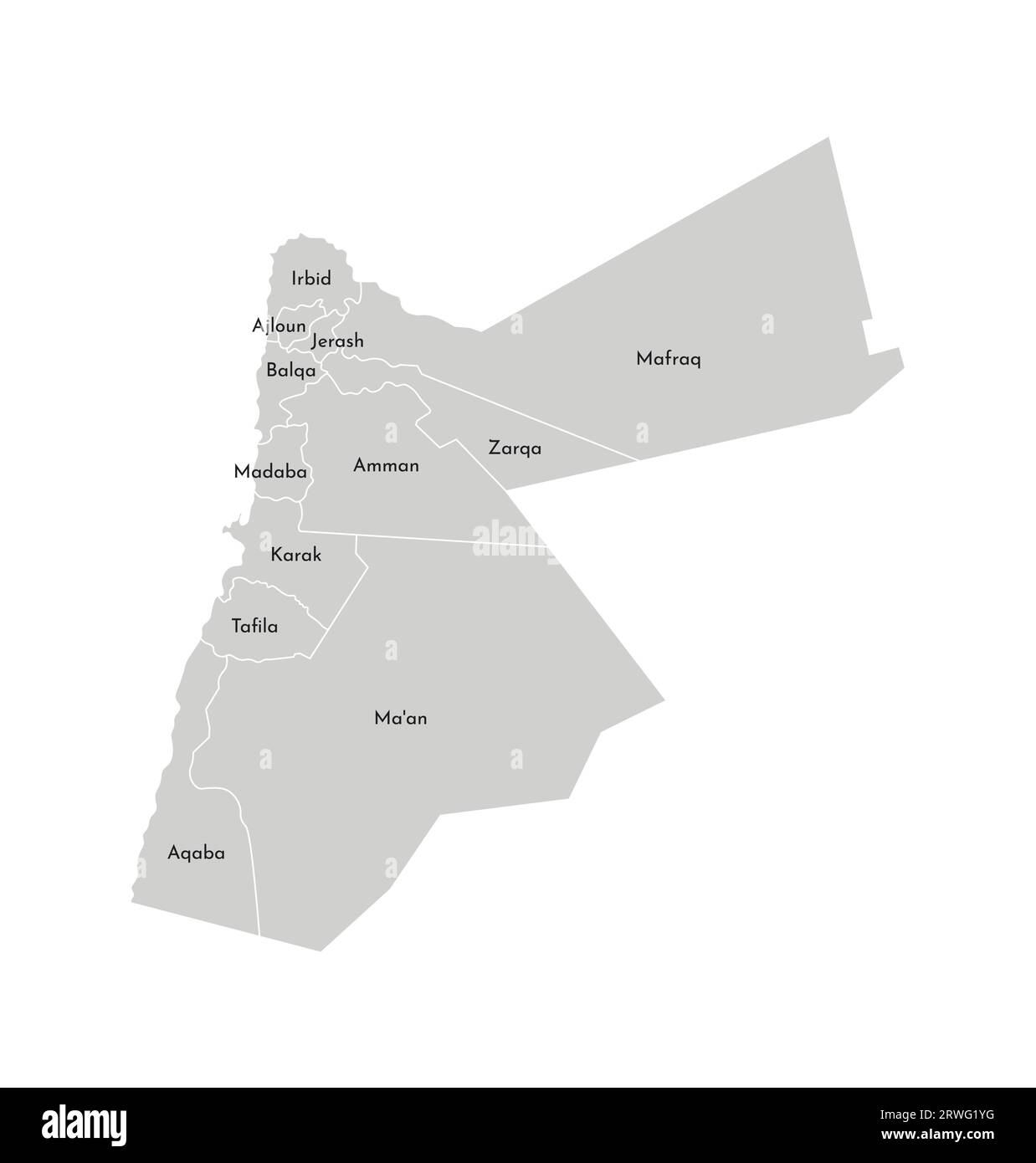 Vector isolated illustration of simplified administrative map of Jordan ...