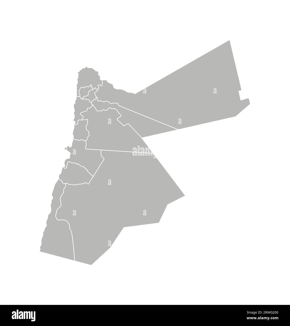 Vector isolated illustration of simplified administrative map of Jordan. Borders of the ...