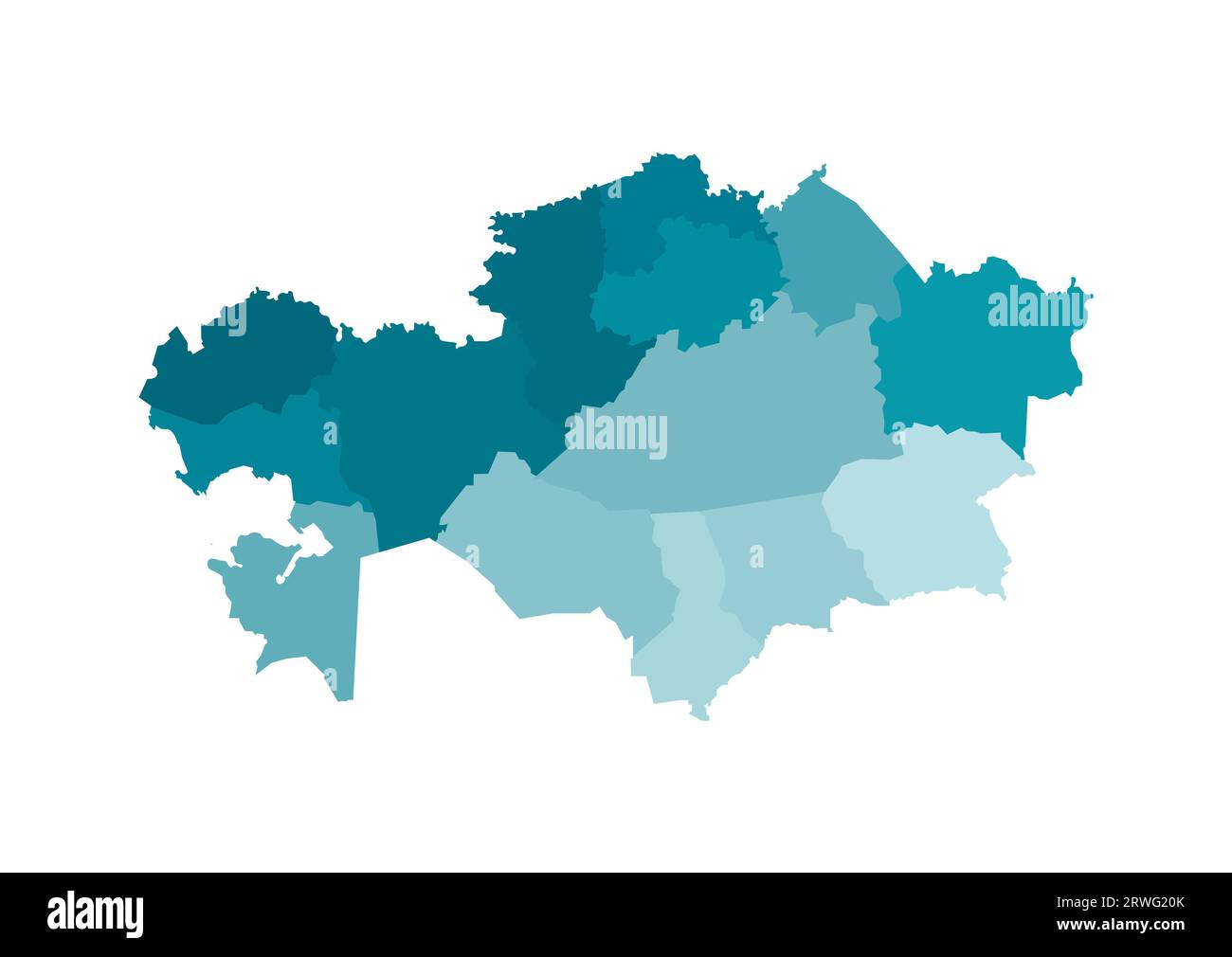 Vector isolated illustration of simplified administrative map of Kazakhstan﻿. Borders of the ...