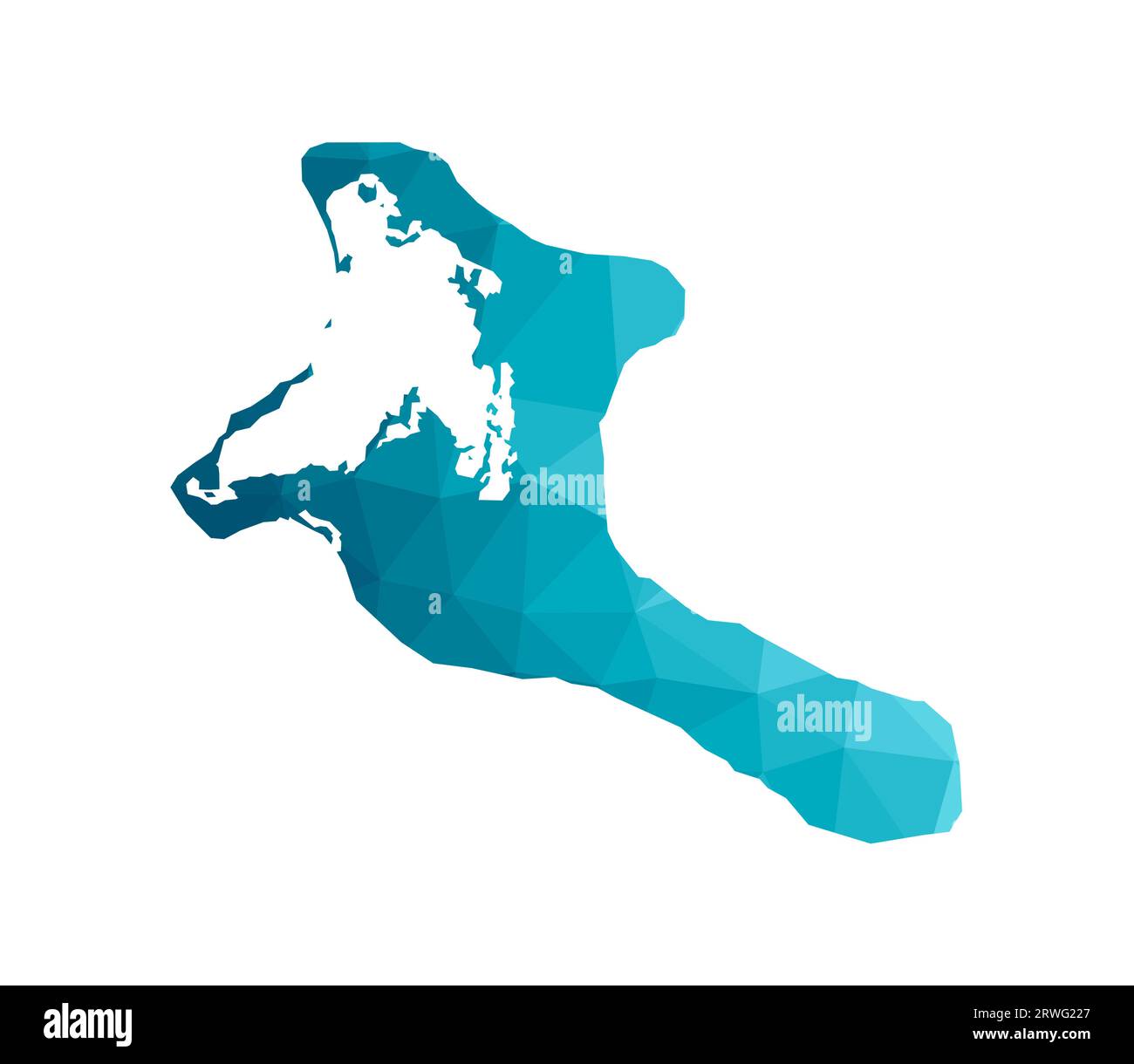 Vector isolated illustration icon with simplified blue silhouette of Kiribati map. Polygonal ...