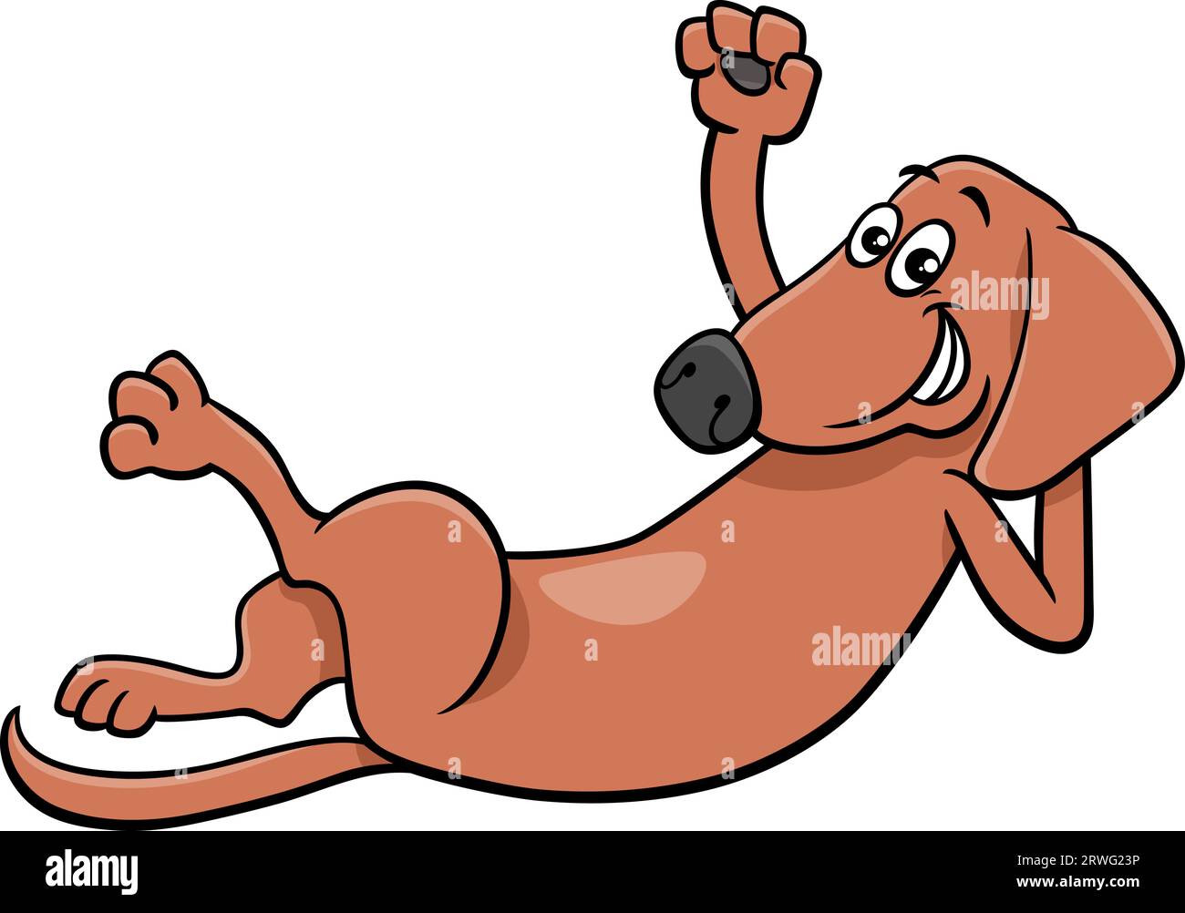Cartoon illustration of funny brown dog or puppy comic animal character ...