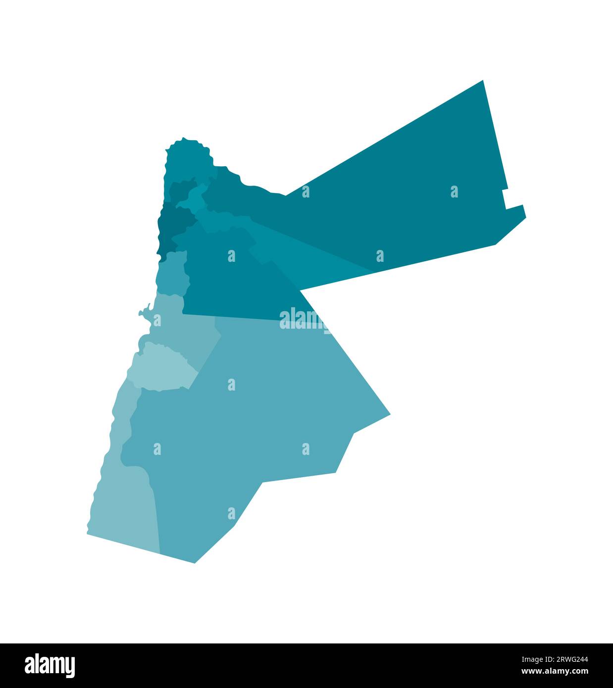 Vector isolated illustration of simplified administrative map of Jordan. Borders of the ...