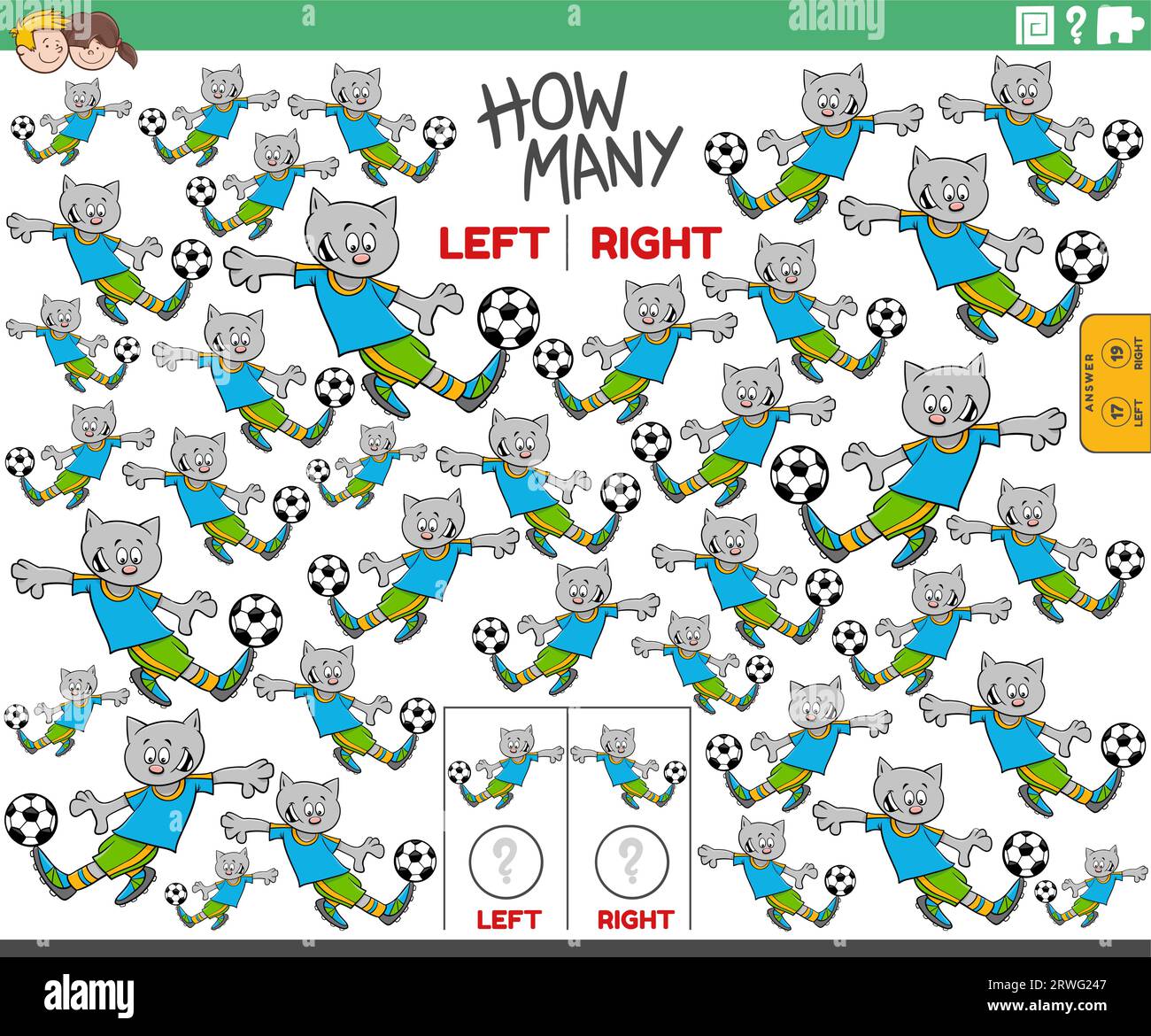 Cartoon illustration of educational activity of counting left and right ...