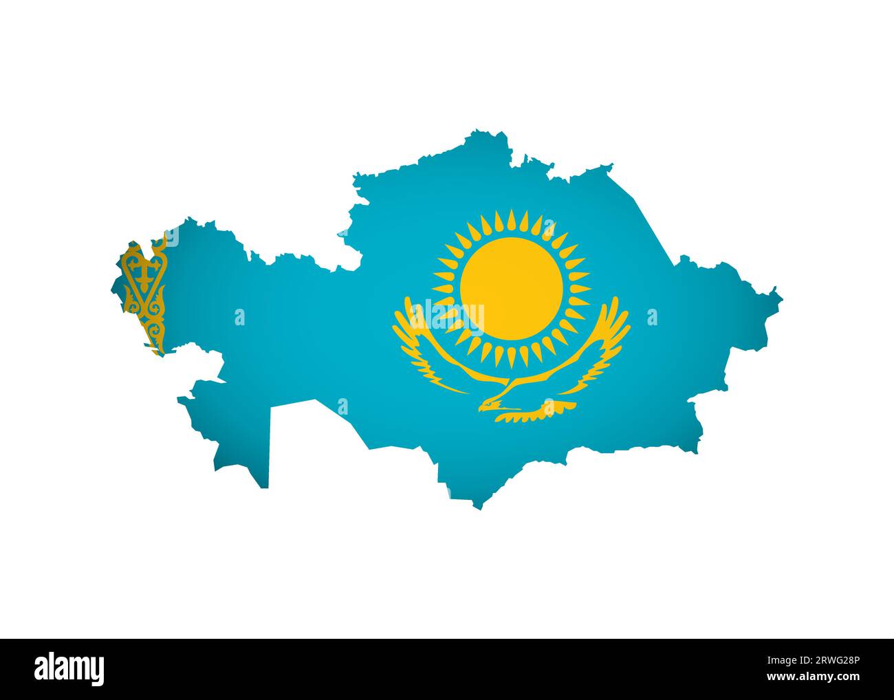Vector isolated illustration with Kazakhstan flag (woith gold sun ...