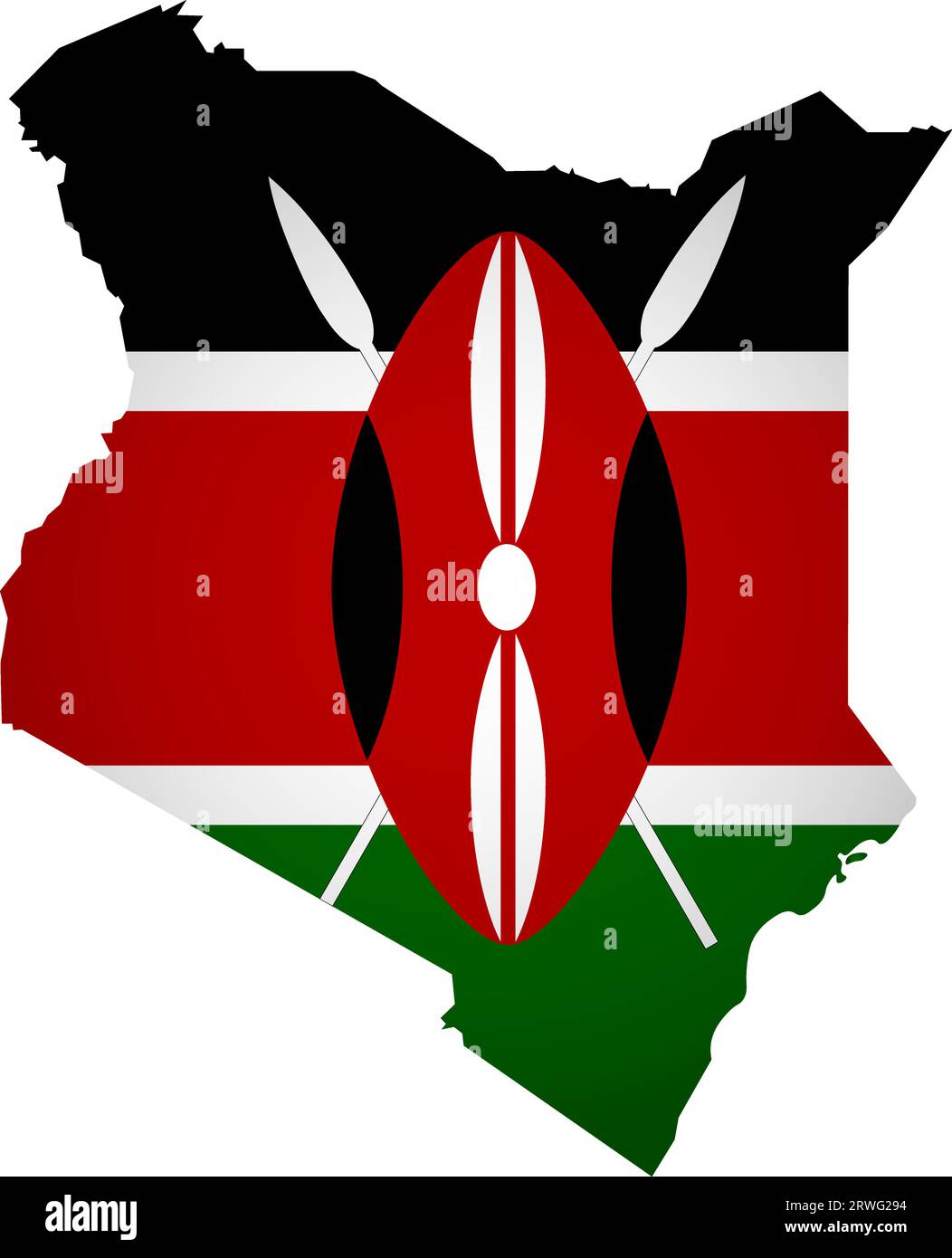 Illustration with national flag with simplified shape of Kenya map (jpg ...