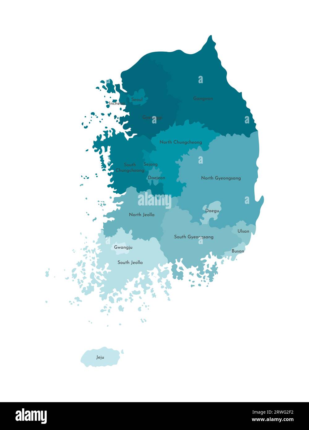 Vector isolated illustration of simplified administrative map of South ...