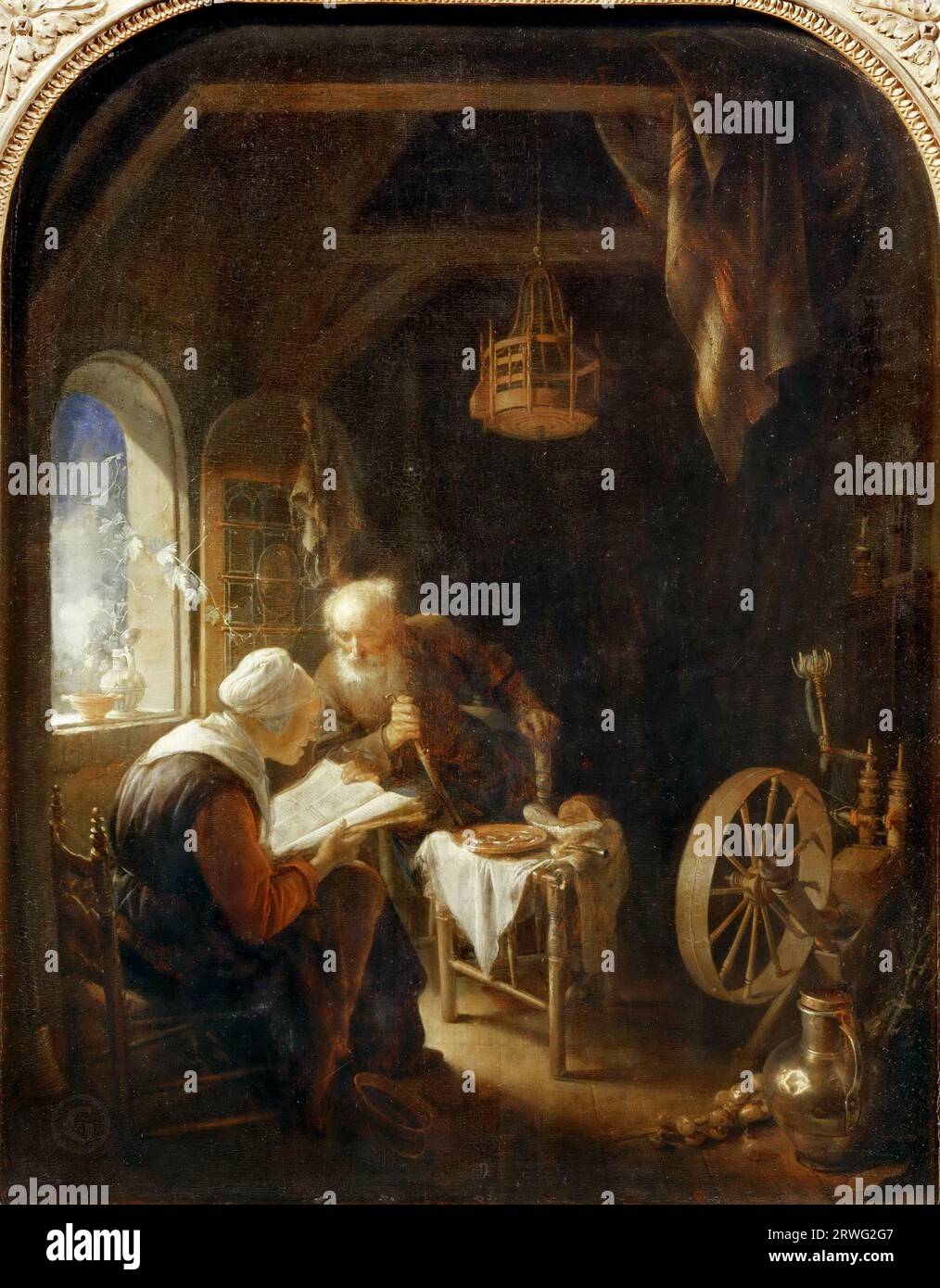 Gerrit Dou -- The Bible Lecture, or Anne and Tobit c.1645, baroque ...