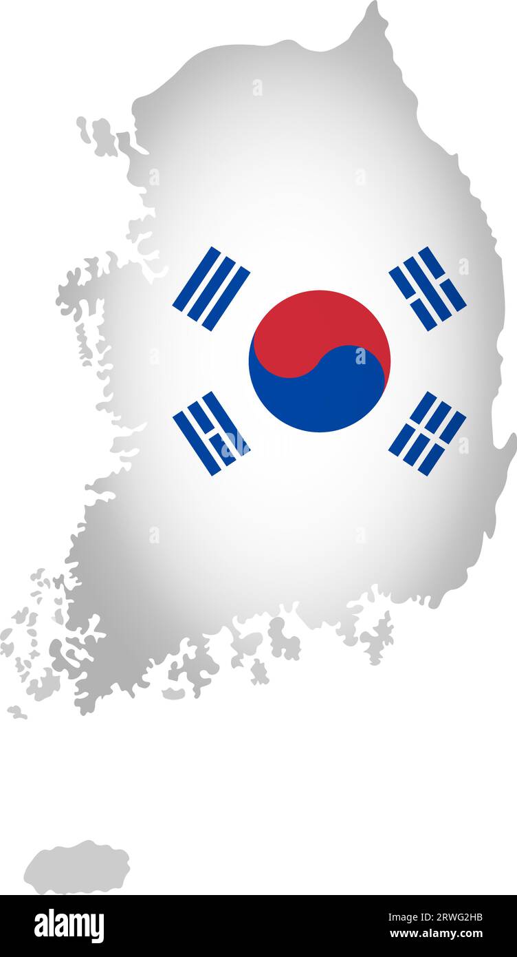 Illustration with national flag with simplified shape of South Korea ...