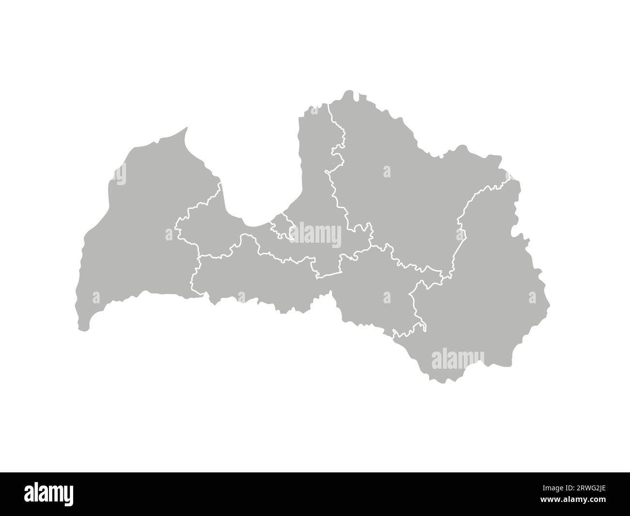 Vector isolated illustration of simplified administrative map of Latvia. Borders of the ...