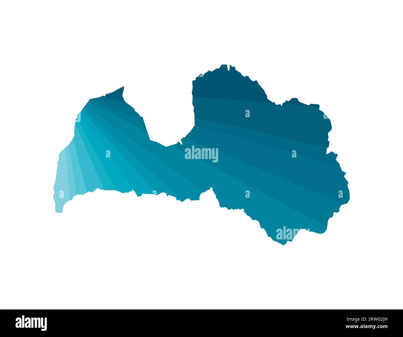 Vector isolated illustration icon with simplified blue silhouette of Latvia map. Polygonal ...