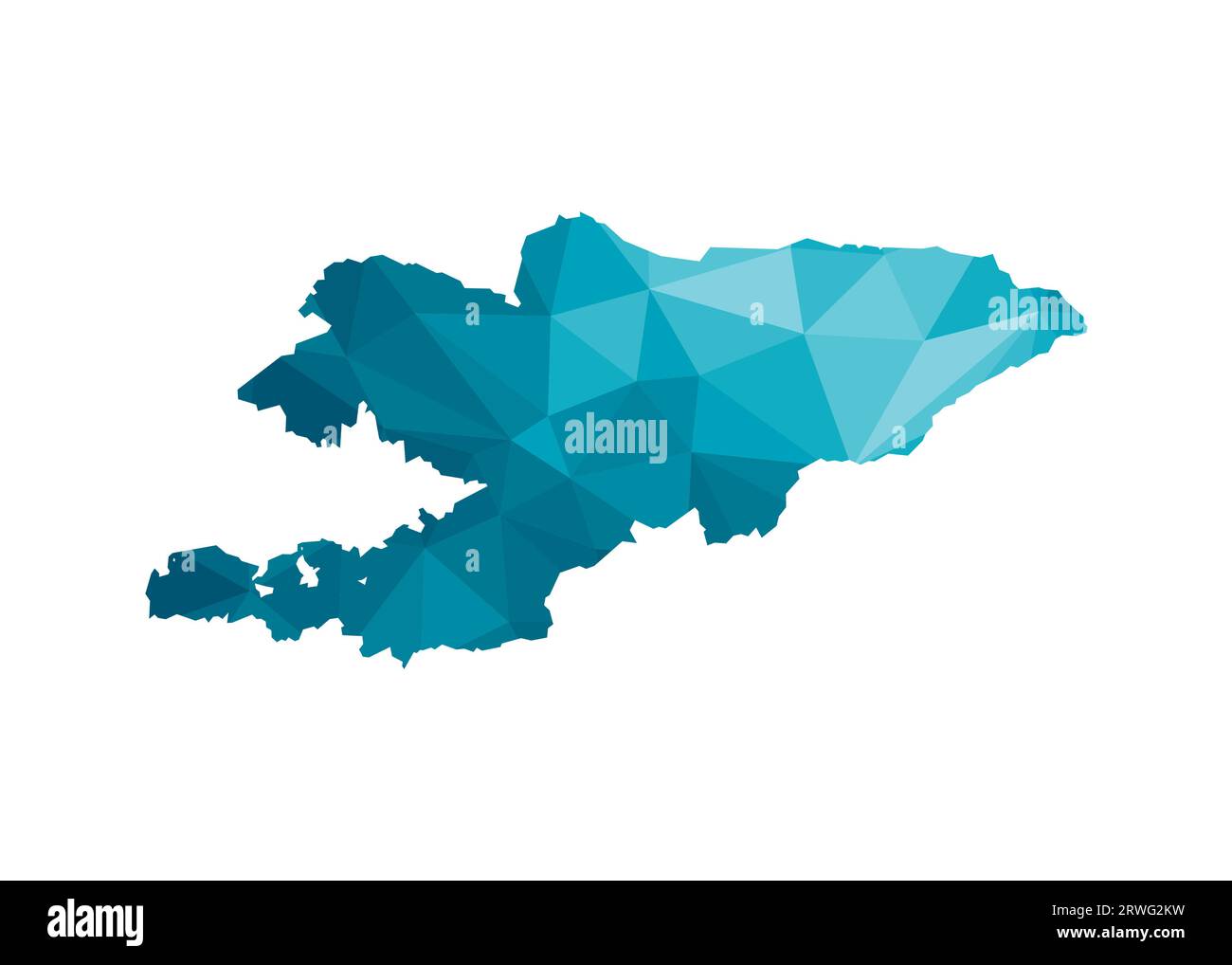 Vector isolated illustration icon with simplified blue silhouette of Kyrgyzstan map. Polygonal ...