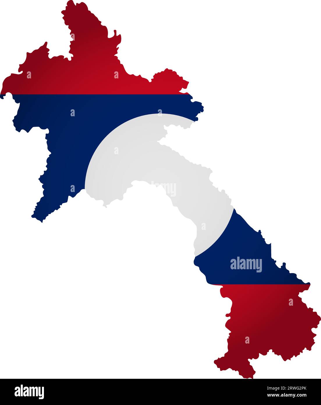 Illustration with national flag with simplified shape of Laos map (jpg). Volume shadow on the ...