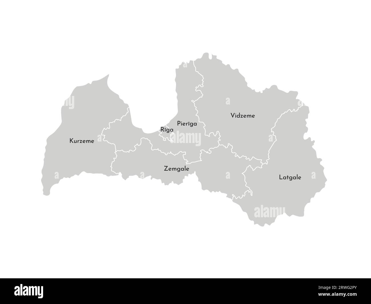 Vector isolated illustration of simplified administrative map of Latvia. Borders and names of ...