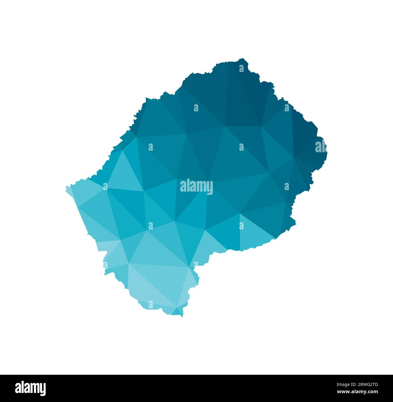 Vector isolated illustration icon with simplified blue silhouette of Lesotho map. Polygonal ...