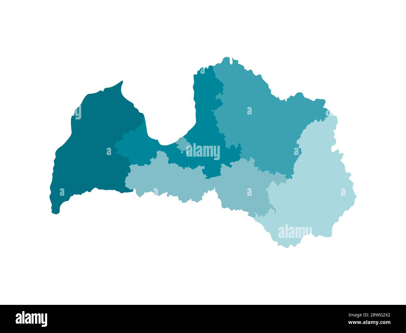 Vector isolated illustration of simplified administrative map of Latvia. Borders of the regions ...