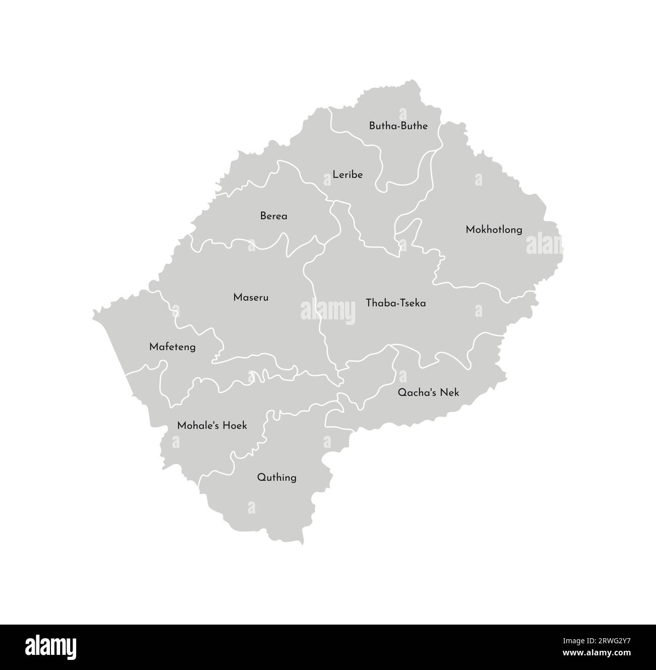 Vector isolated illustration of simplified administrative map of Lesotho. Borders and names of ...