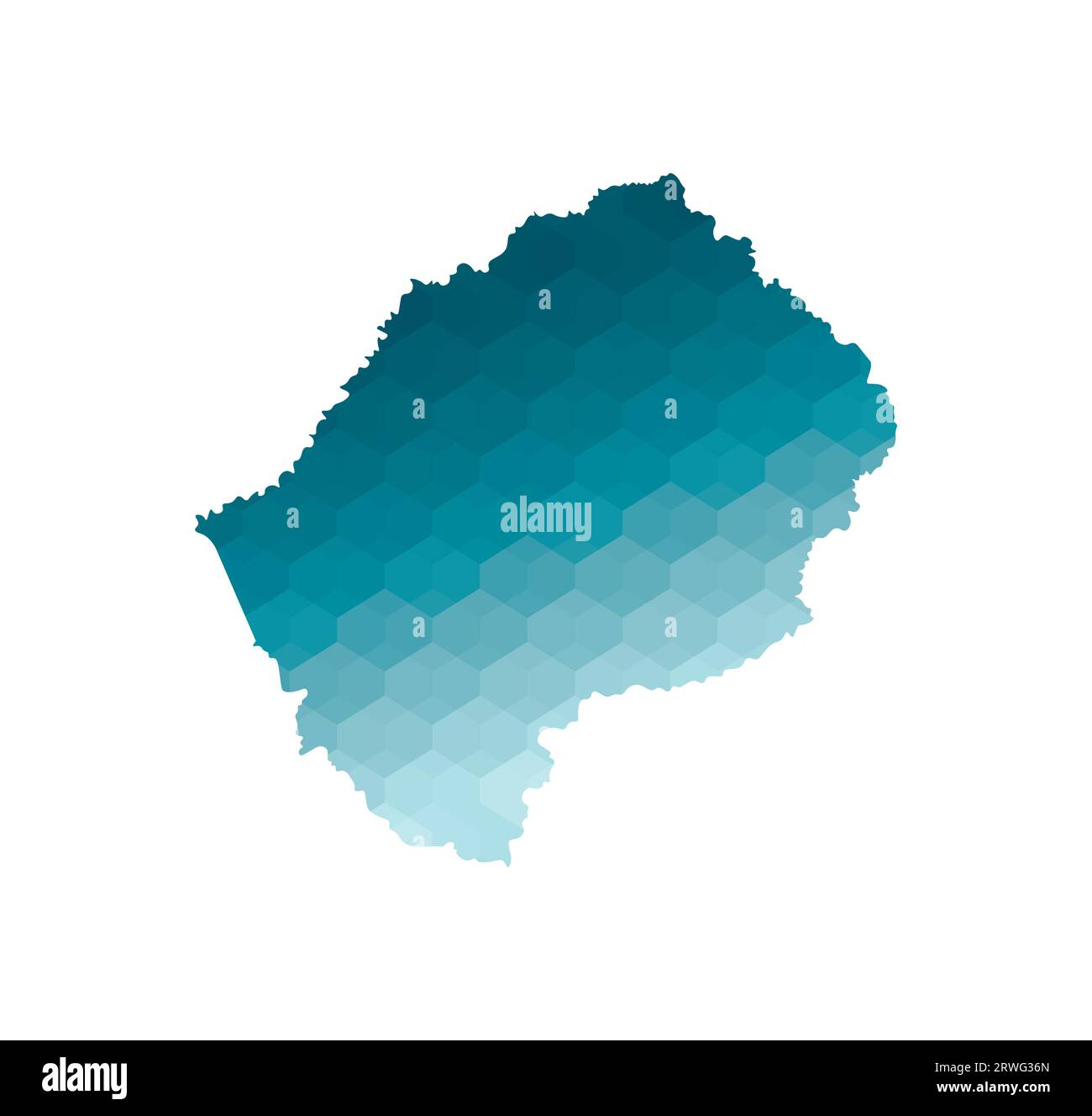 Vector isolated illustration icon with simplified blue silhouette of Lesotho map. Polygonal ...