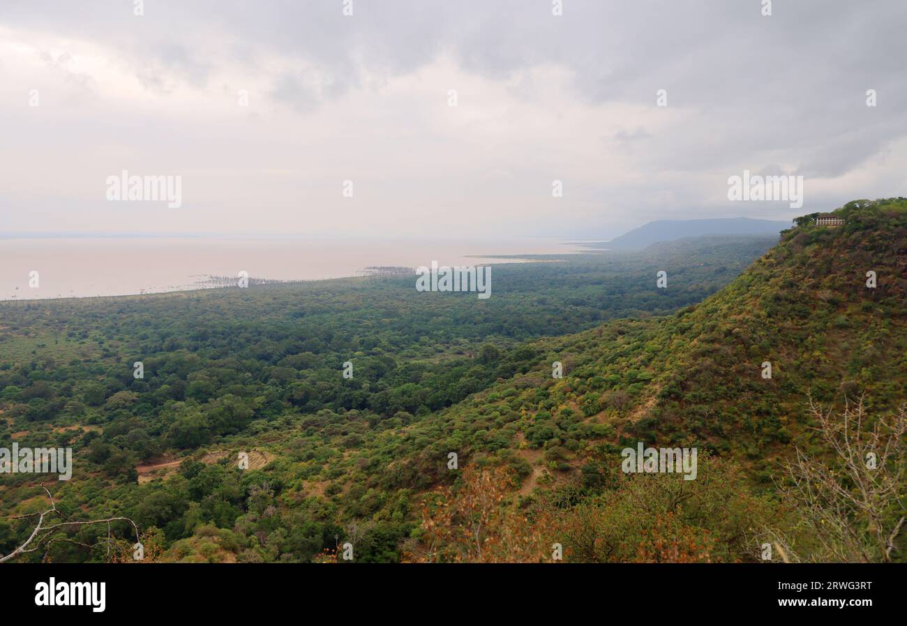 A view of the Rift Valley and Lake Manyara National Park in Tanzania ...
