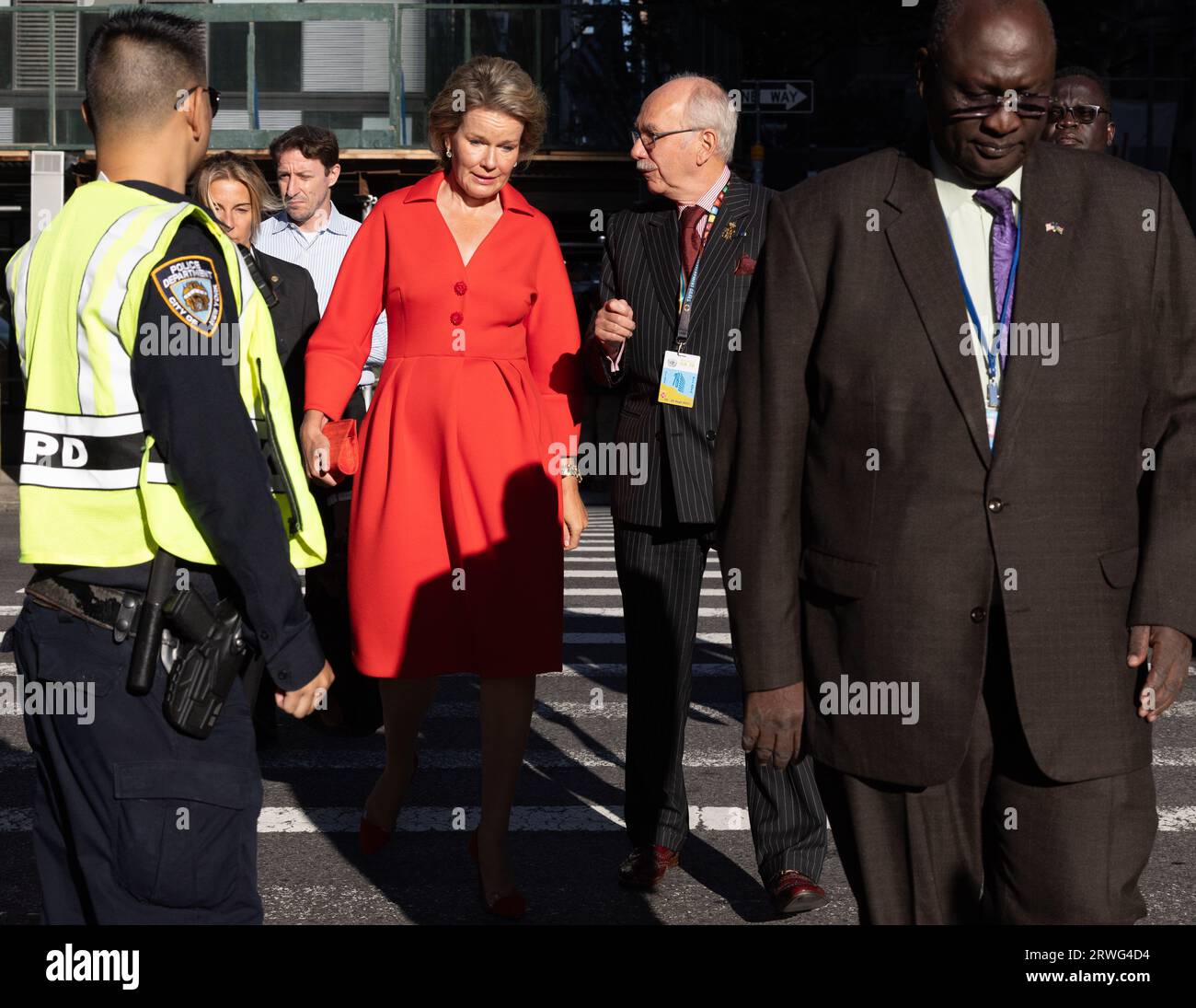 Queen Mathilde of Belgium and Belgian Ambassador Jean Louis Six walk ...