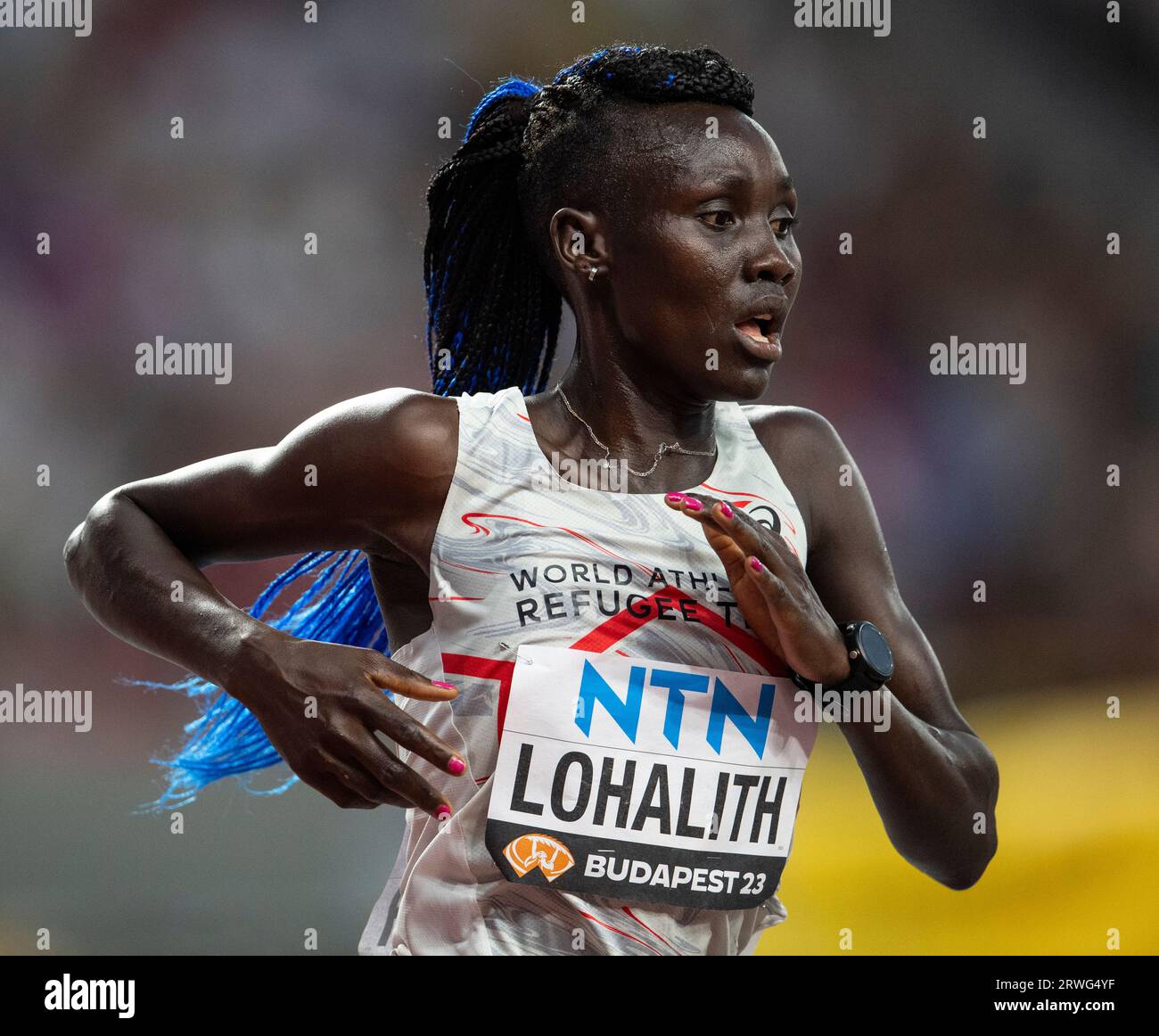 Anjelina Nadai Lohalith of Athlete Refugee Team competing in the 5000m ...