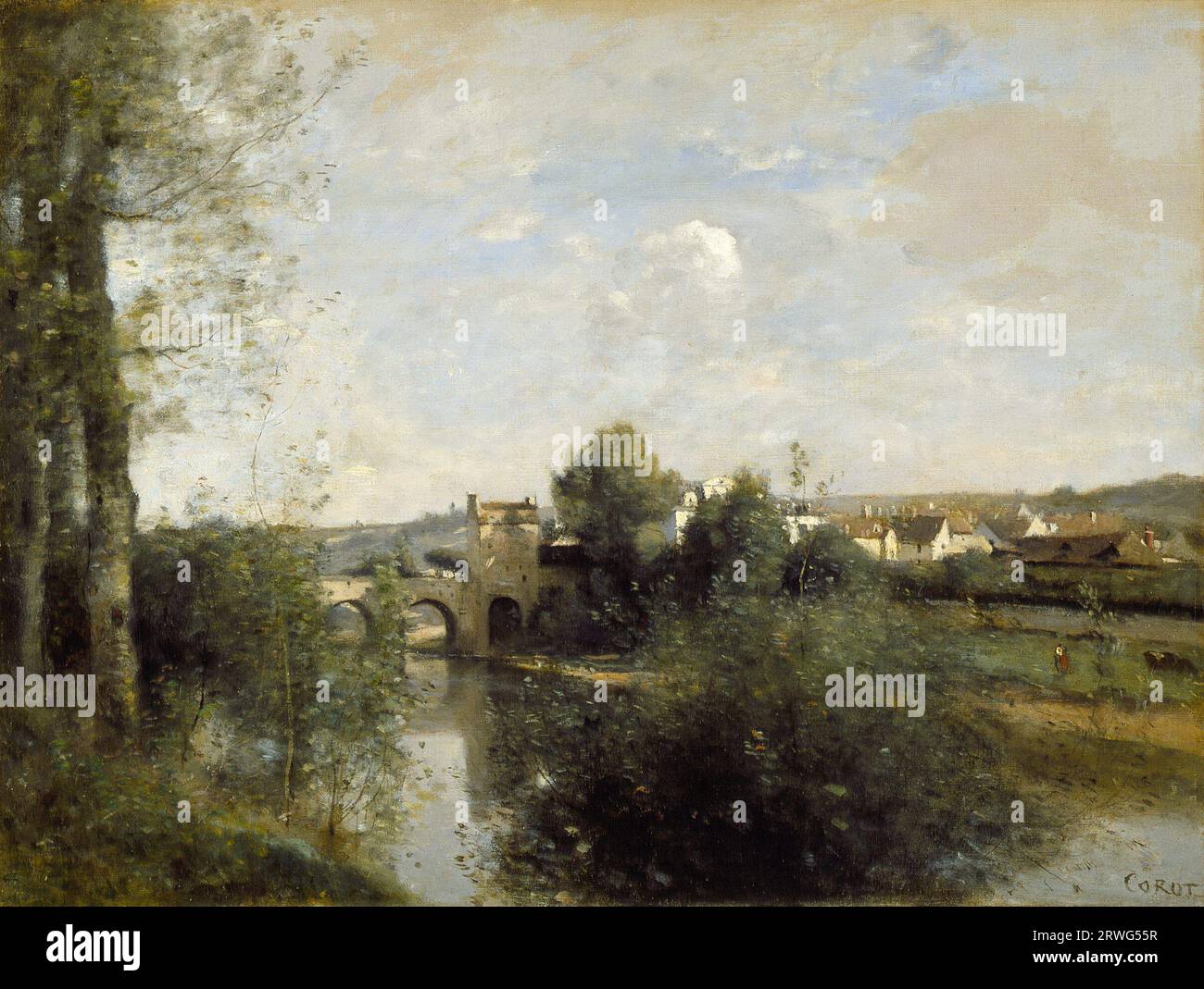 Jean-Baptiste-Camille Corot - Seine and Old Bridge at Limay Stock Photo ...
