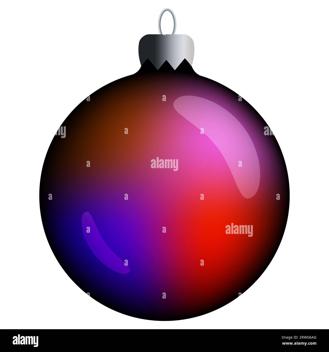Realistic round Christmas ball with blue and red gradient and flares ...