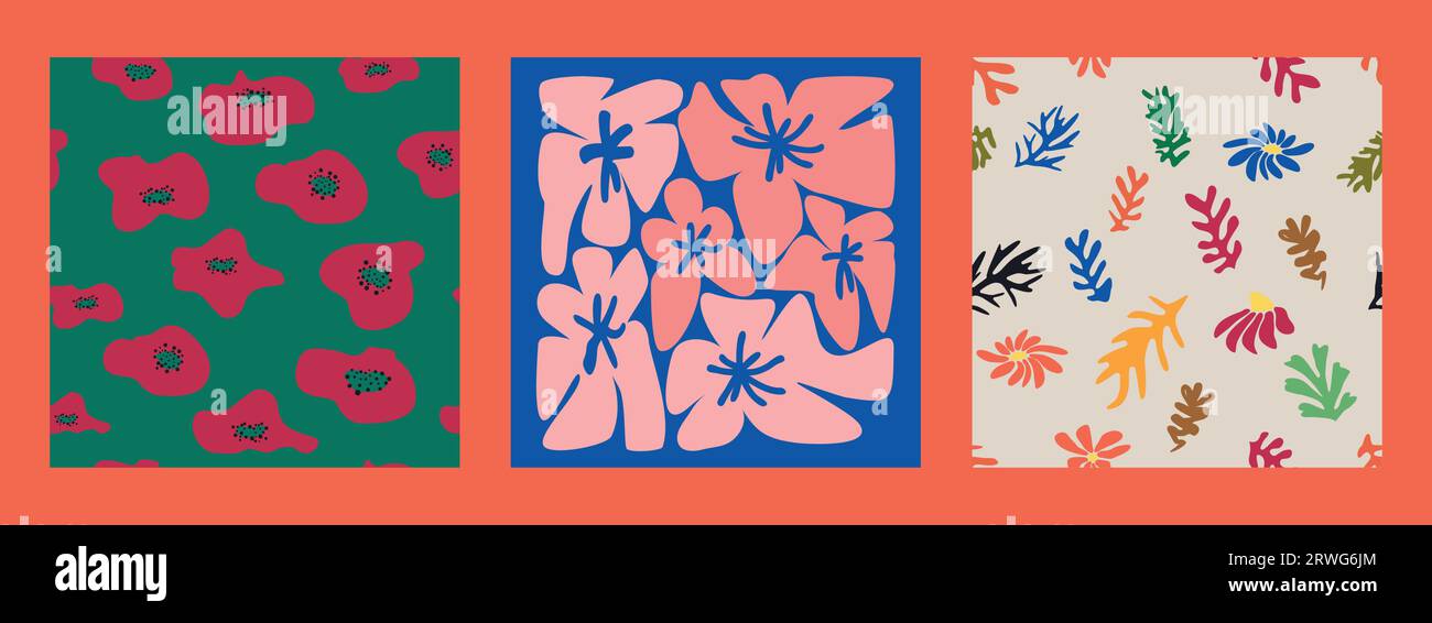 Matisse floral seamless pattern, Modern trendy Matisse flower minimal ...