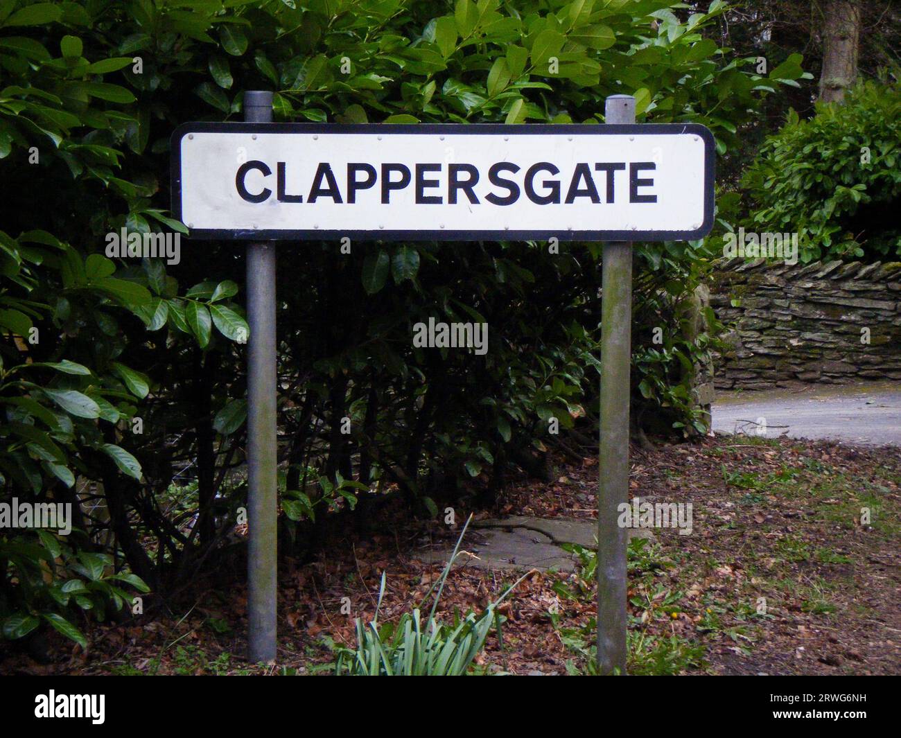 Clappersgate sign. Clappersgate is a village in the South Lakeland ...