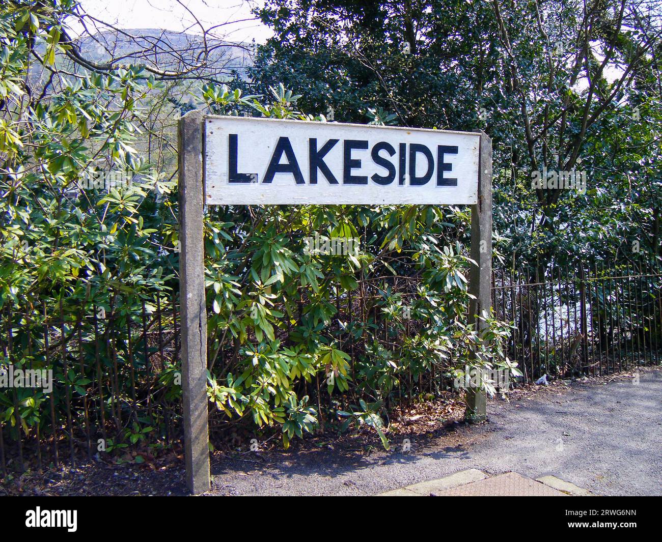 Lakeside station sign, of the Lakeside and Haverthwaite Railway ...