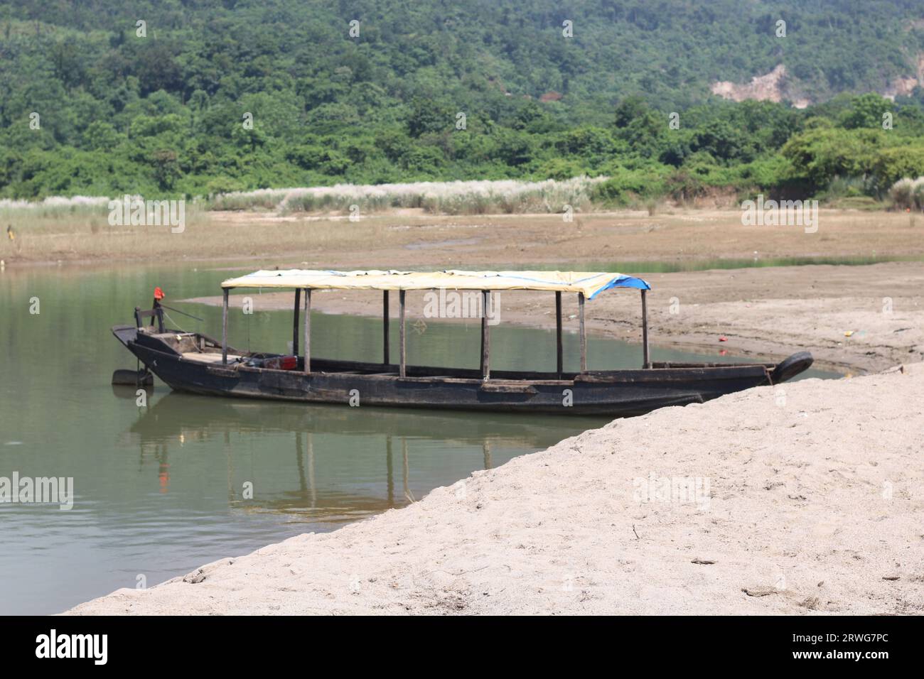 Beautiful Wooden Boat on The River Stock Photo - Alamy
