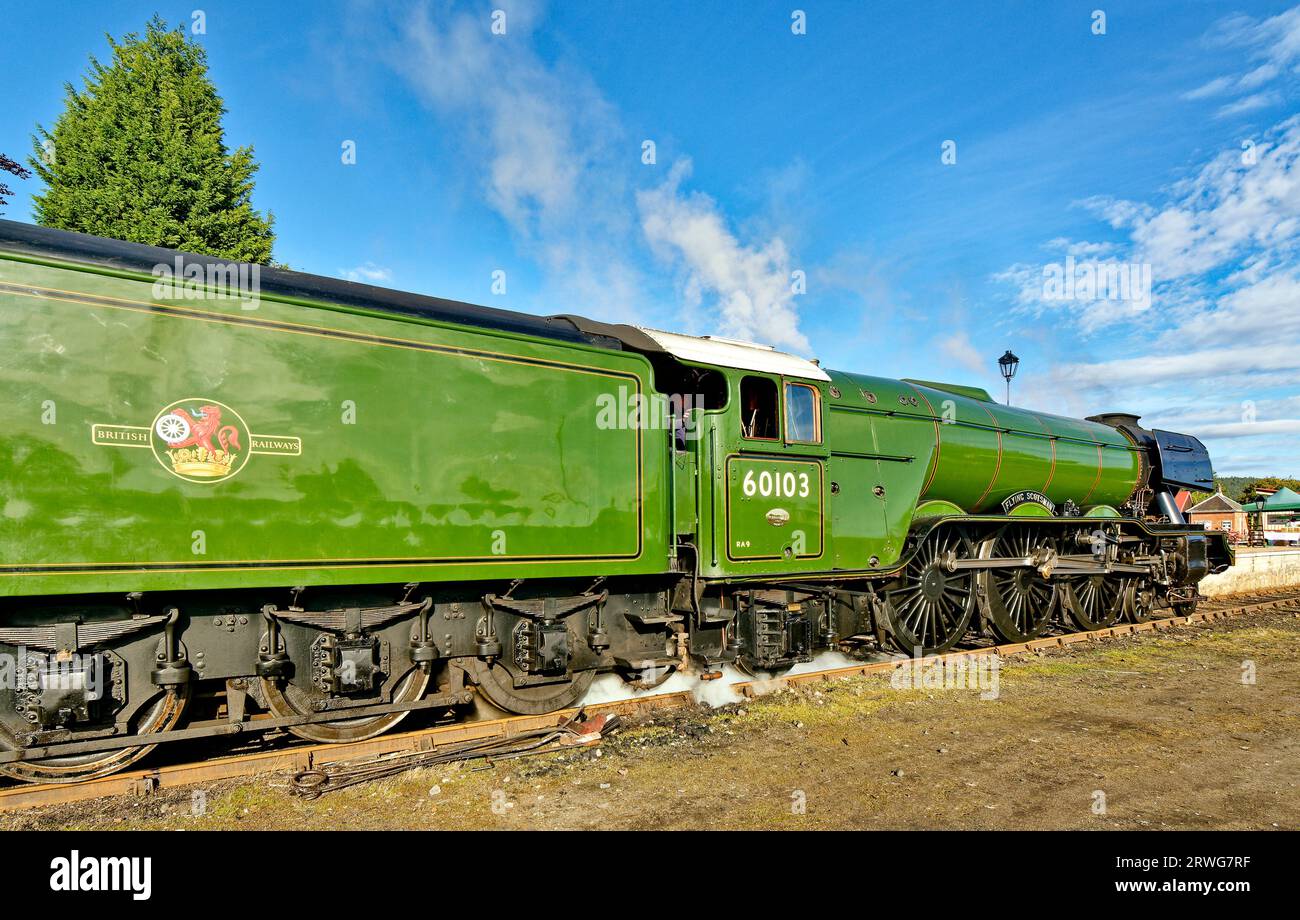Flying Scotsman steam train at Boat of Garten Scotland the engine ...