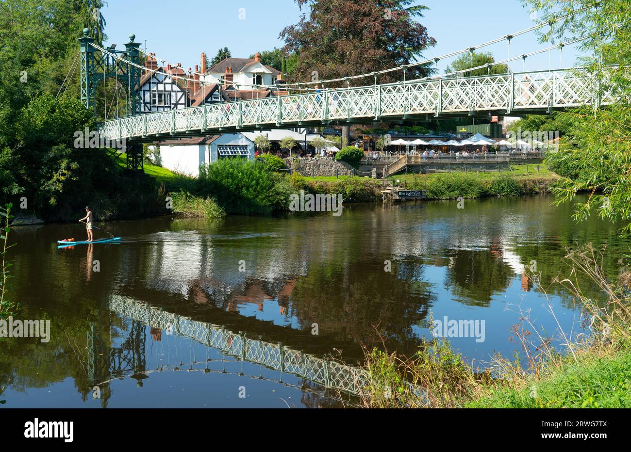 Port Hill Suspension Bridge over the river Severn, Shrewsbury ...